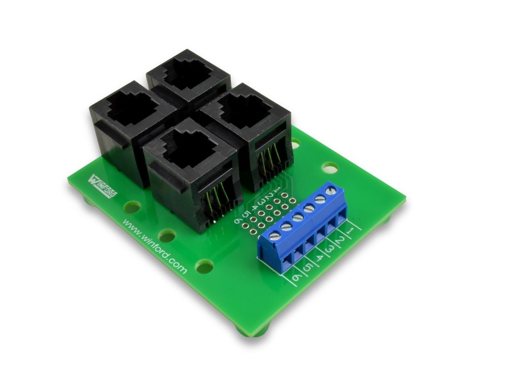 6P6C Modular Jack Breakout/Buss Board with Screw Terminals - Winford Engineering