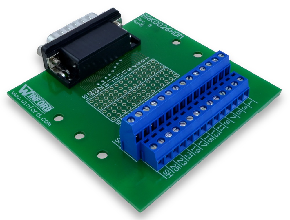 DB26HD Breakout Board with Screw Terminals - Winford Engineering