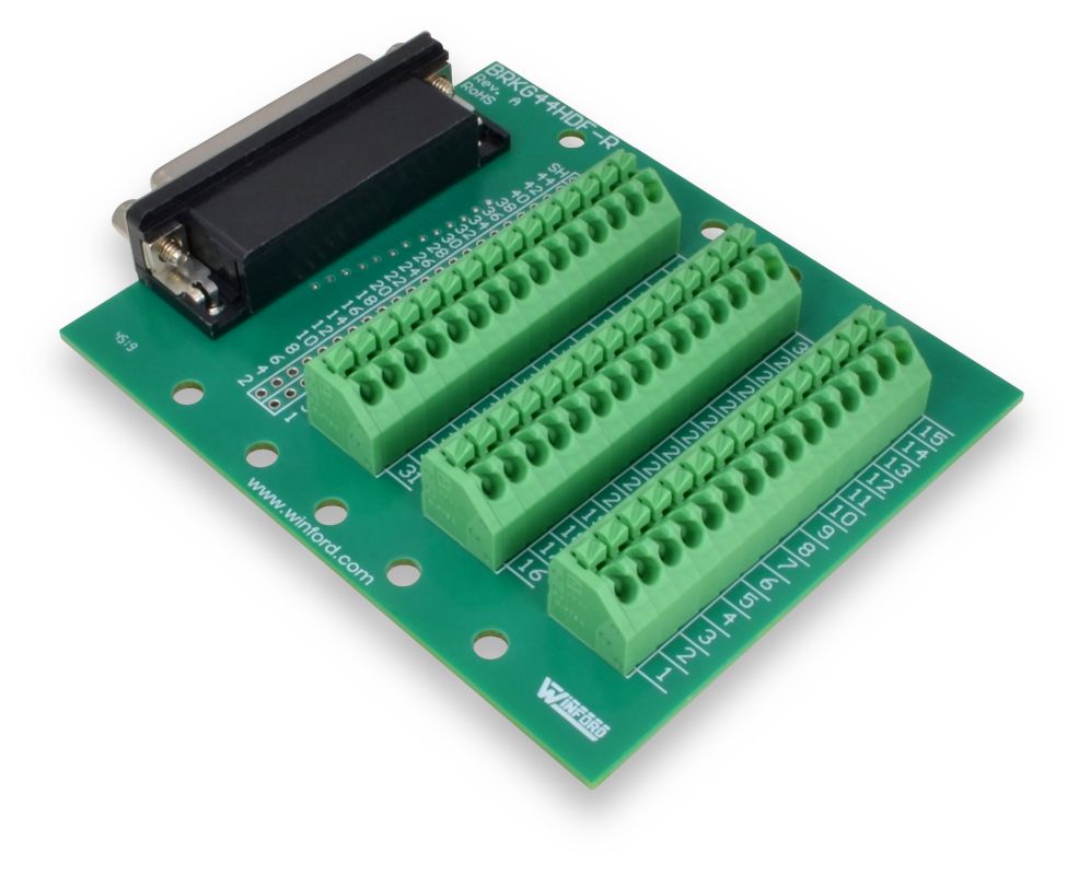 DB44HD Breakout Board with Spring Connection Terminals - Winford Engineering
