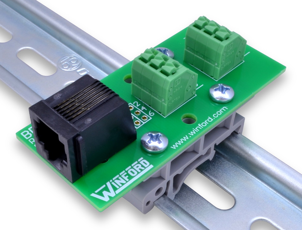 RJ11/RJ12 6P6C Modular Jack Breakout Board with Spring Connection Terminals - Winford Engineering