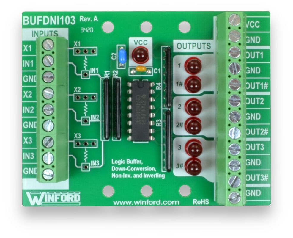 Down-Conversion: 3 Channels, Non-Inverting and Inverting - Winford Engineering