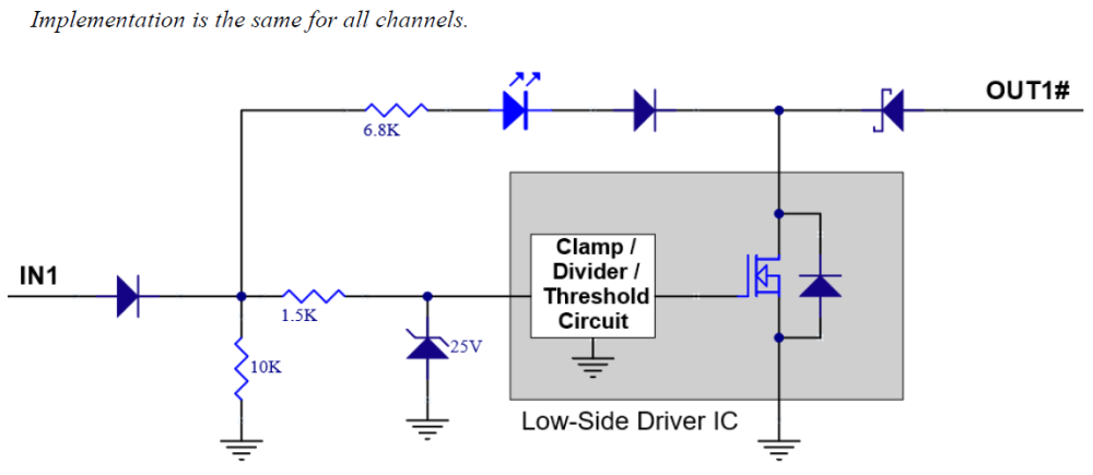 Buffer, Inverting, 24V Inputs to Open-Drain Outputs, 3 Channels - Winford Engineering