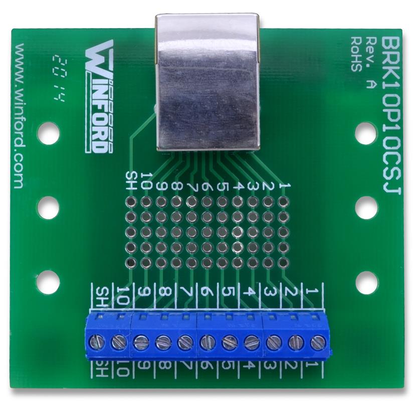 RJ50 10P10C Shielded Jack Breakout Board with Screw Terminals - Winford ...