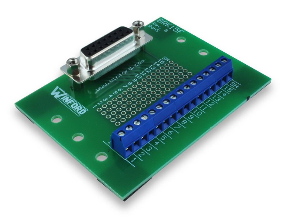 DB15 Breakout Board with Screw Terminals - Winford Engineering