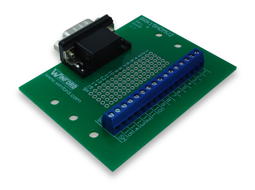 DB15HD Breakout Board with Screw Terminals - Winford Engineering