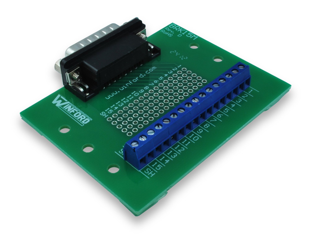 DB15 Breakout Board with Screw Terminals - Winford Engineering