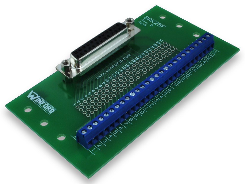 DB25 Breakout Board with Screw Terminals - Winford Engineering