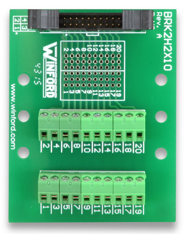 2x10 2mm Header (20 position IDC ribbon connector) Breakout Board with ...