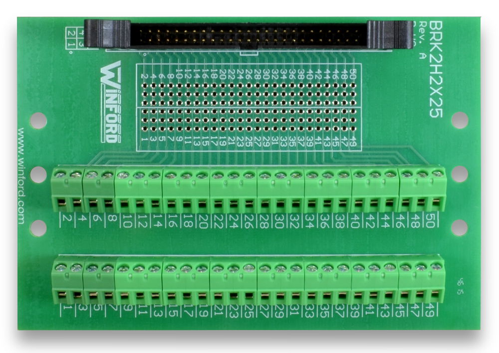2x25 2mm Header (50 position IDC ribbon connector) Breakout Board with ...