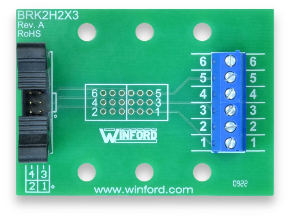 2x3 2mm Header (6 position IDC ribbon connector) Breakout Board with ...