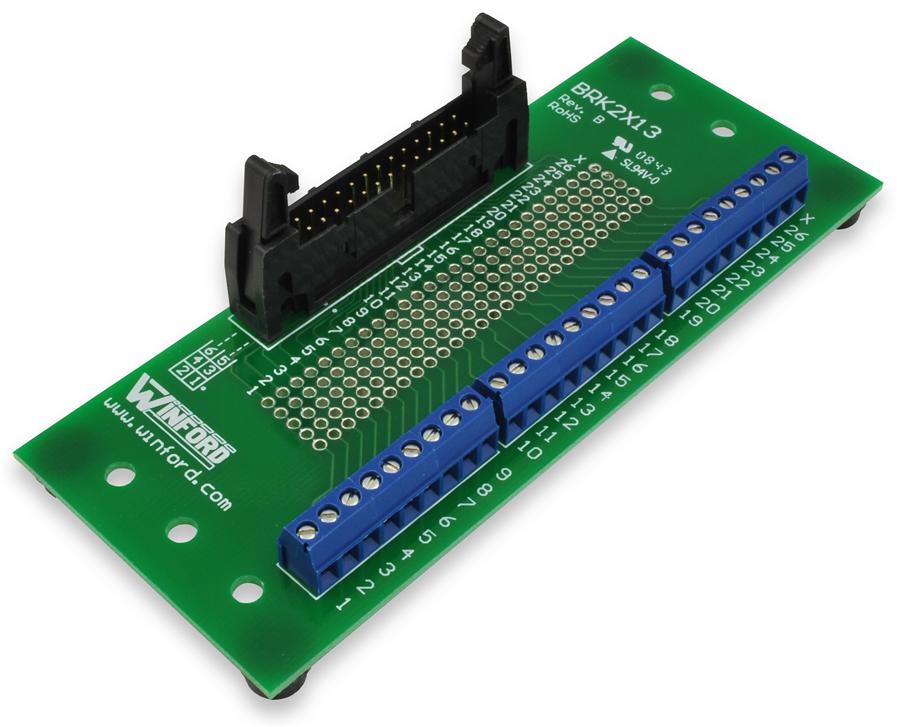 2x13 0.1" Header (26 Pin DC Breakout Board with Screw Terminals ...