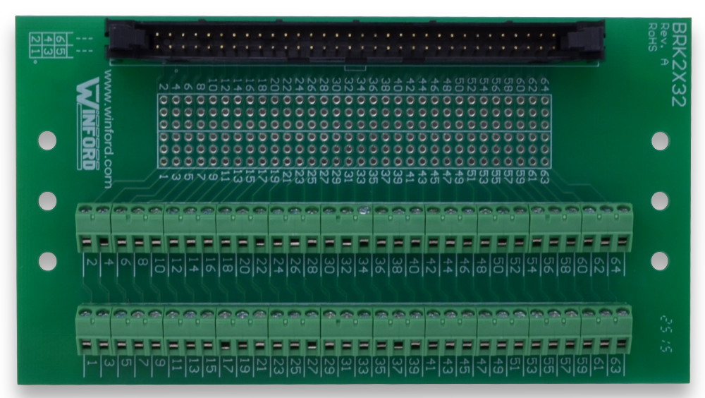 2x32 0.1" Header (64 Pin IDC Breakout Board with Screw Terminals ...