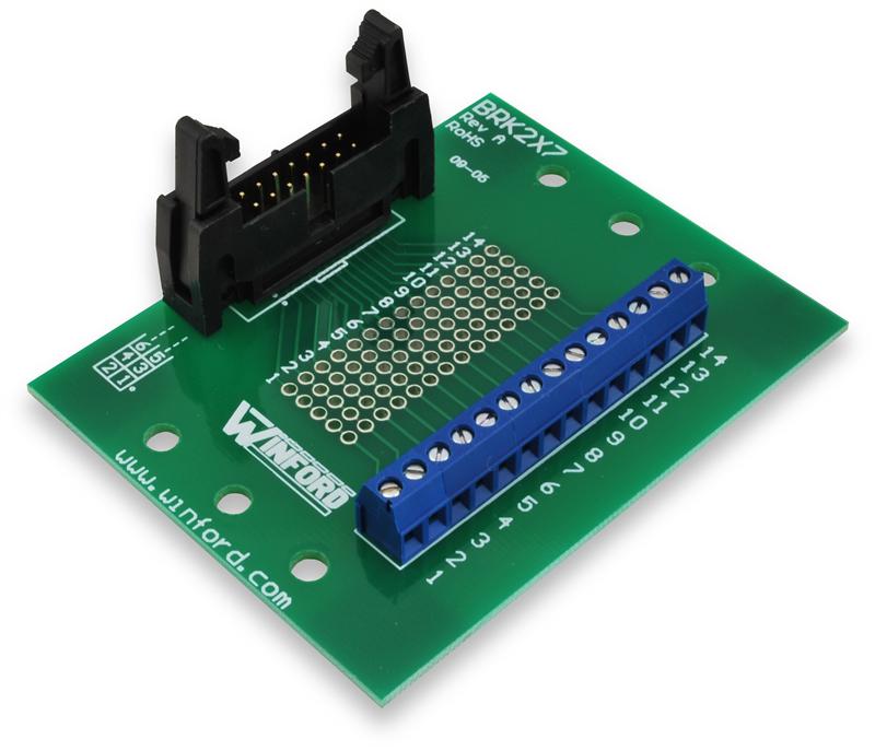 2x7 0.1" Header (14 Pin IDC Breakout Board with Screw Terminals ...