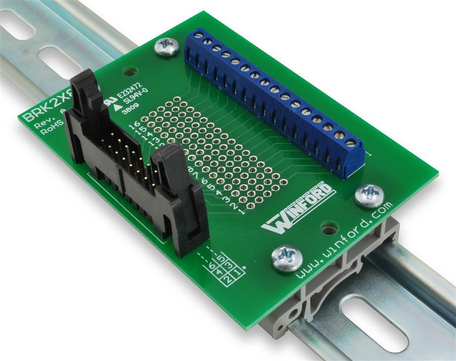 2x8 0.1" Header (16 Pin IDC Breakout Board with Screw Terminals ...