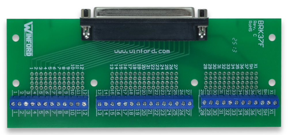 DB37 Breakout Board with Screw Terminals - Winford Engineering