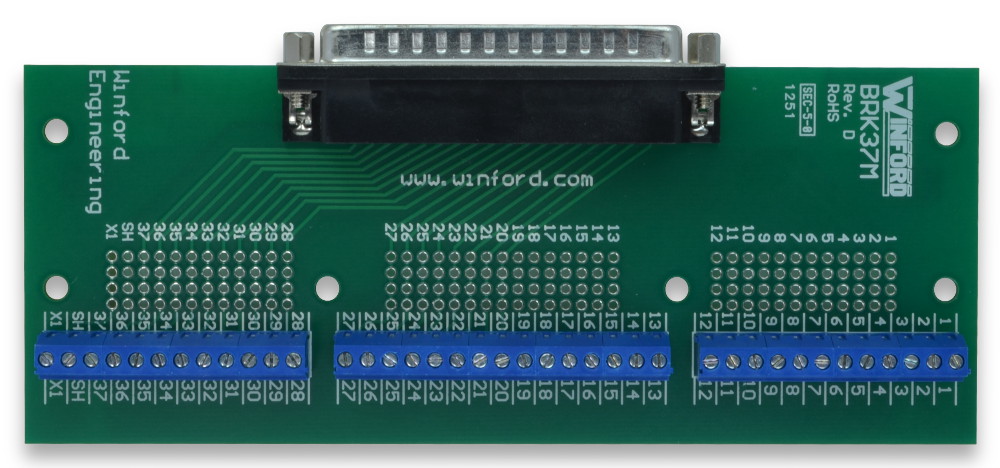 DB37 Breakout Board with Screw Terminals - Winford Engineering