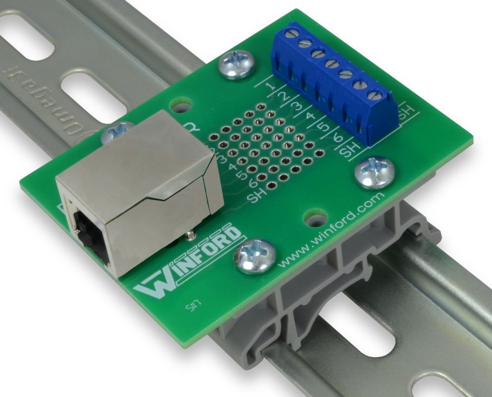 RJ11/RJ12 6P6C Shielded Jack Breakout Board with Screw Terminals - Winford Engineering