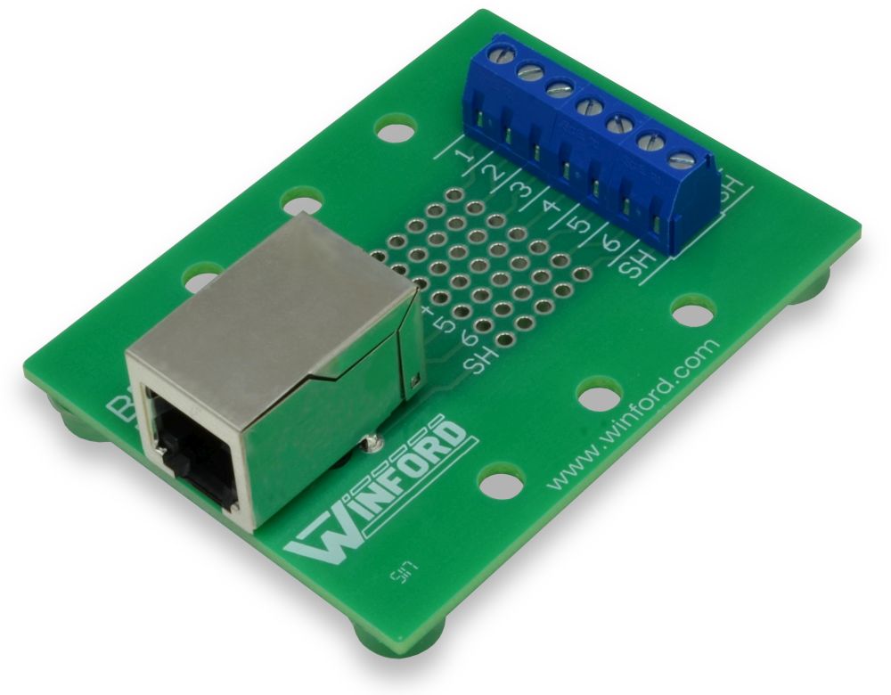 RJ11/RJ12 6P6C Shielded Jack Breakout Board with Screw Terminals ...