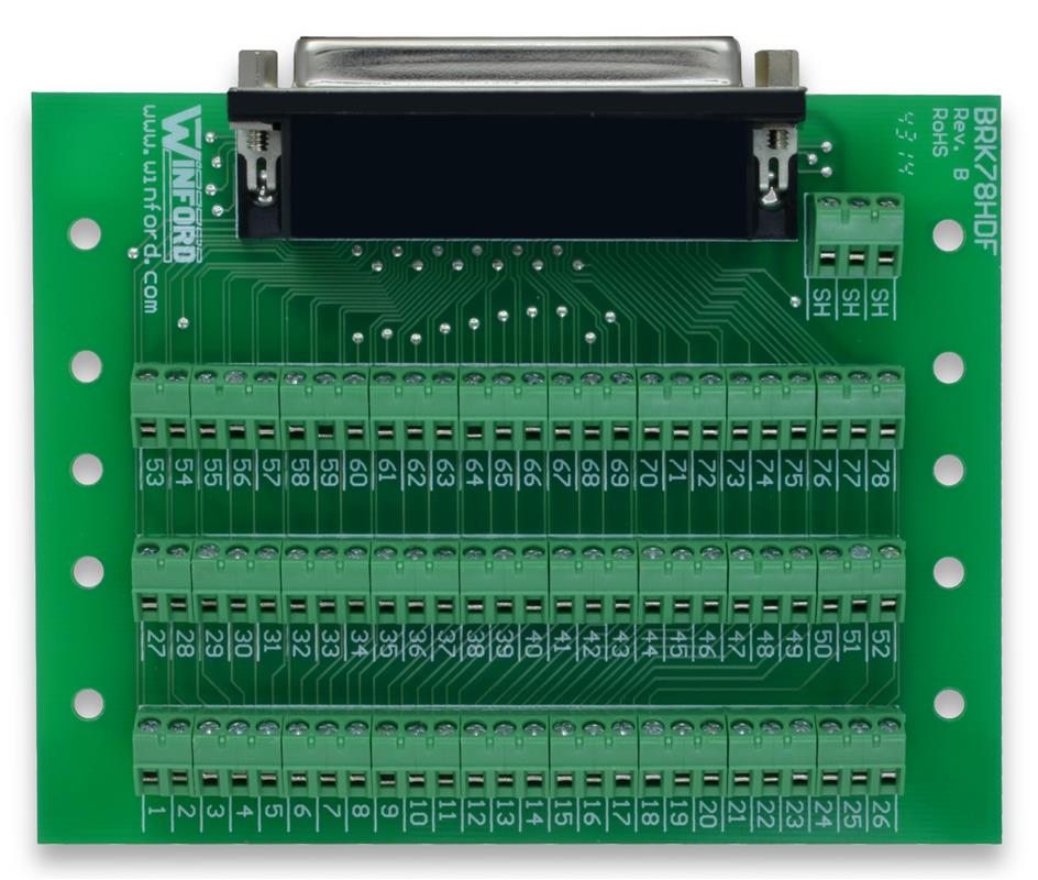 DB78HD Breakout Board with Screw Terminals - Winford Engineering