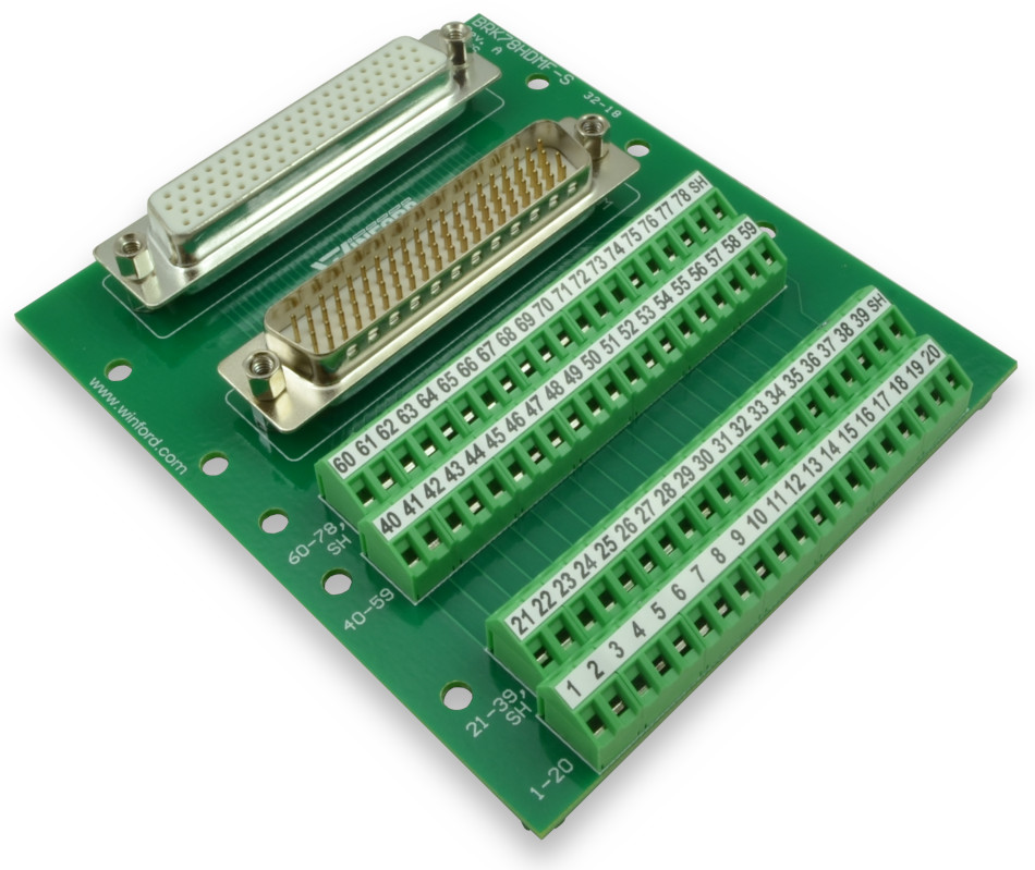 DB78HD Dual Breakout Board with Screw Terminals - Winford Engineering