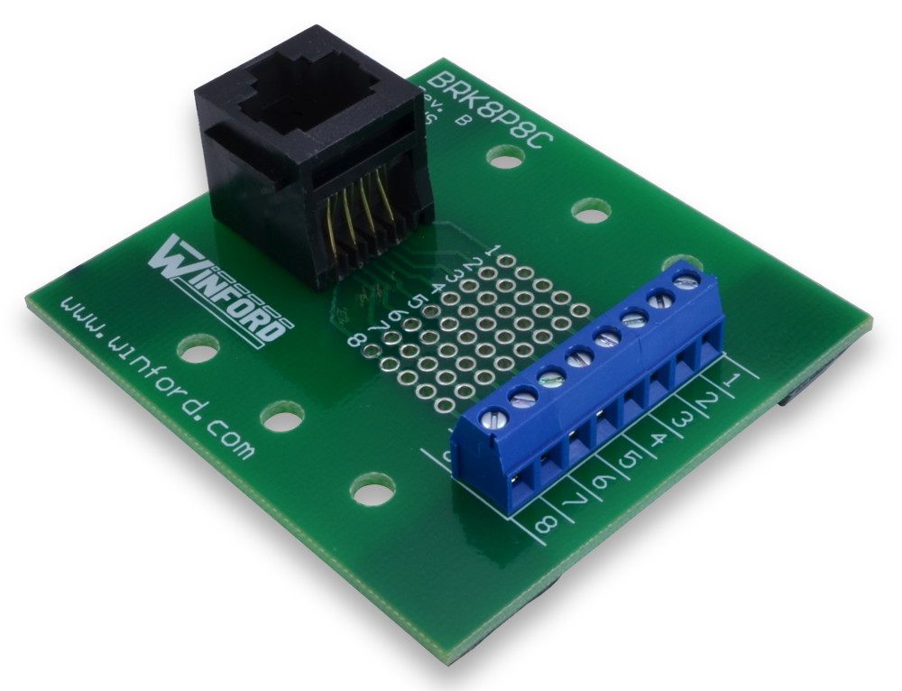 RJ45 8P8C Modular Jack Breakout Board with Screw Terminals - Winford ...
