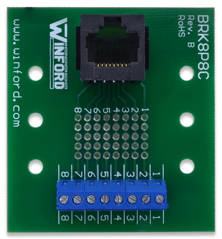 RJ45 8P8C Modular Jack Breakout Board with Screw Terminals - Winford ...