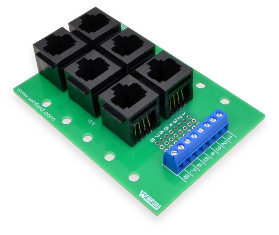 RJ45 8P8C Modular Jack 6-Way Breakout/Buss Board with Screw Terminals ...