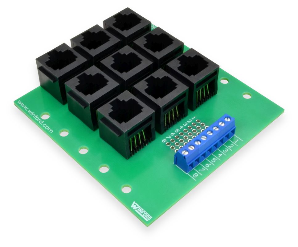 RJ45 8P8C Modular Jack 9-Way Breakout/Buss Board with Screw Terminals ...