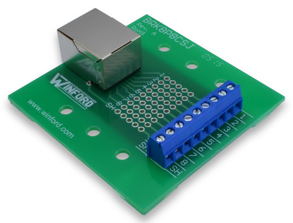 RJ45 Shielded Jack Breakout Board with Screw Terminals - Winford ...
