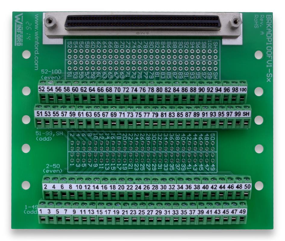 Half-Pitch DSUB 100-Pin Breakout Board with Screw Terminals - Winford ...