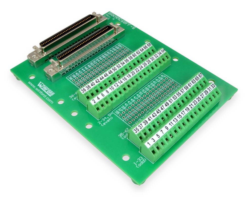 MDR 68-Pin Dual Breakout Board with Screw Terminals - Winford Engineering