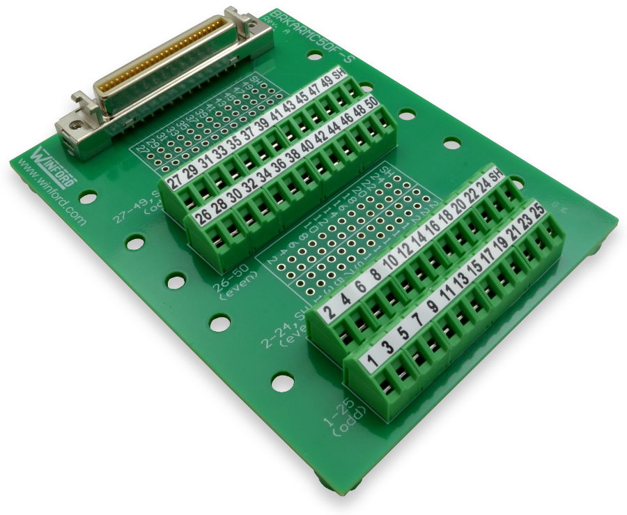MDR 50-Pin Breakout Board with Screw Terminals - Winford Engineering