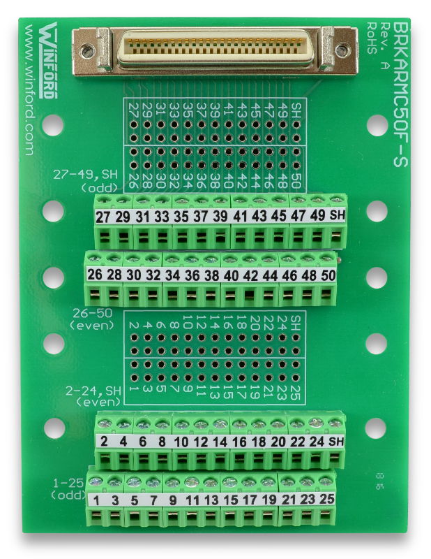 MDR 50-Pin Breakout Board with Screw Terminals - Winford Engineering