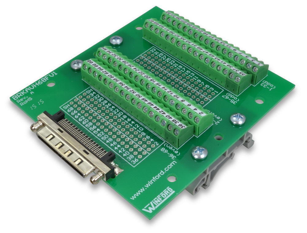 VHDCI 68-Pin Breakout Board with Screw Terminals - Winford Engineering