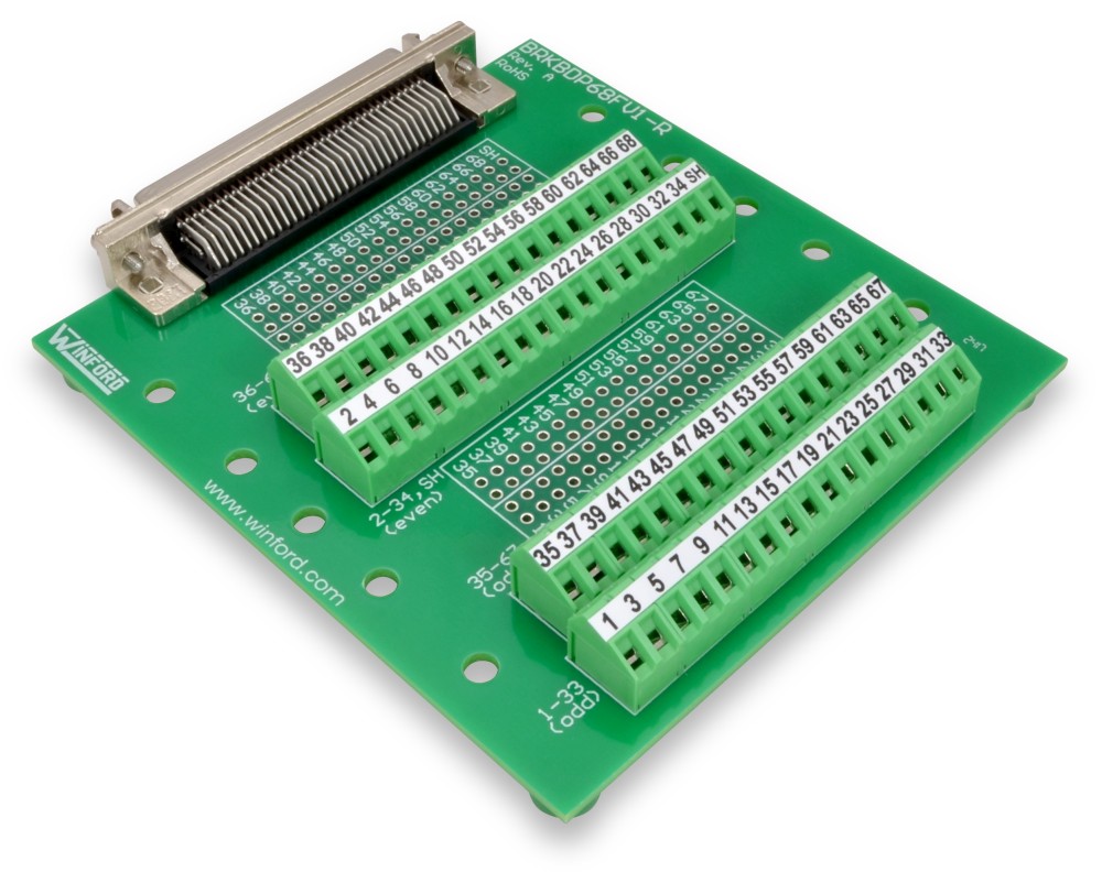 Half-Pitch DSUB 68-Pin Breakout Board with Screw Terminals - Winford ...
