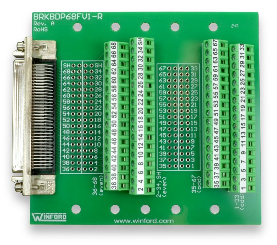 Half-Pitch DSUB 68-Pin Breakout Board with Screw Terminals - Winford ...