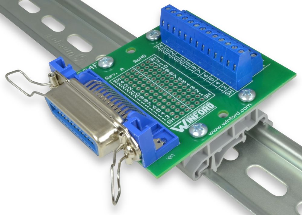Centronics 24-Pin Breakout Board with Screw Terminals - Winford Engineering