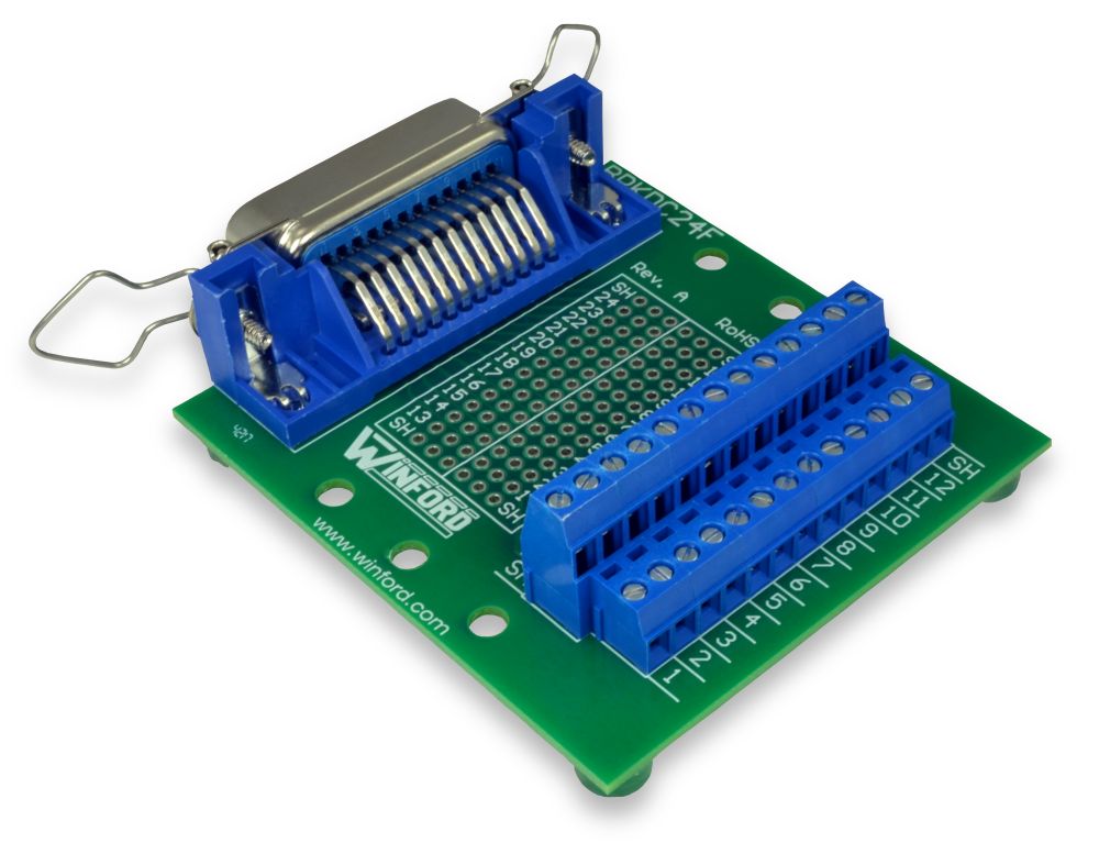 Centronics 24-Pin Breakout Board with Screw Terminals - Winford Engineering