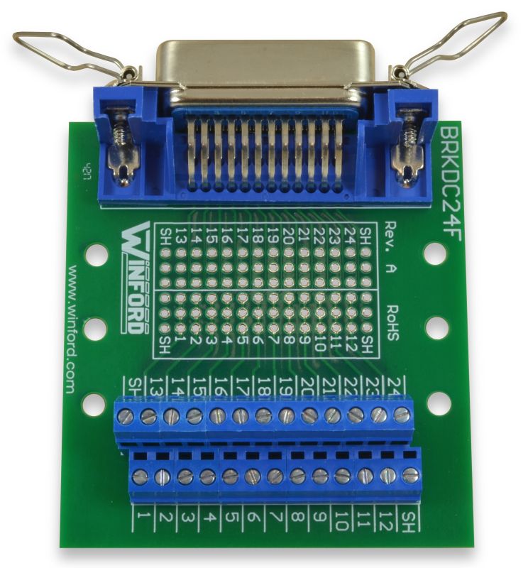 Centronics 24-Pin Breakout Board with Screw Terminals - Winford Engineering
