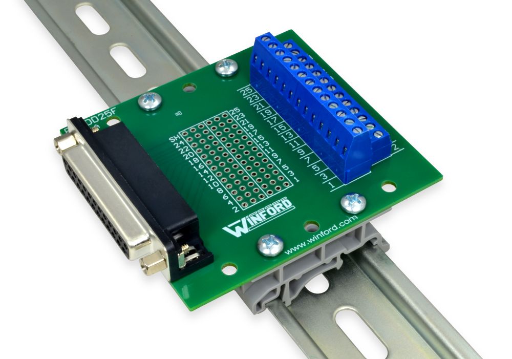 DB25 Compact Breakout Board with Double Deck Terminals - Winford ...