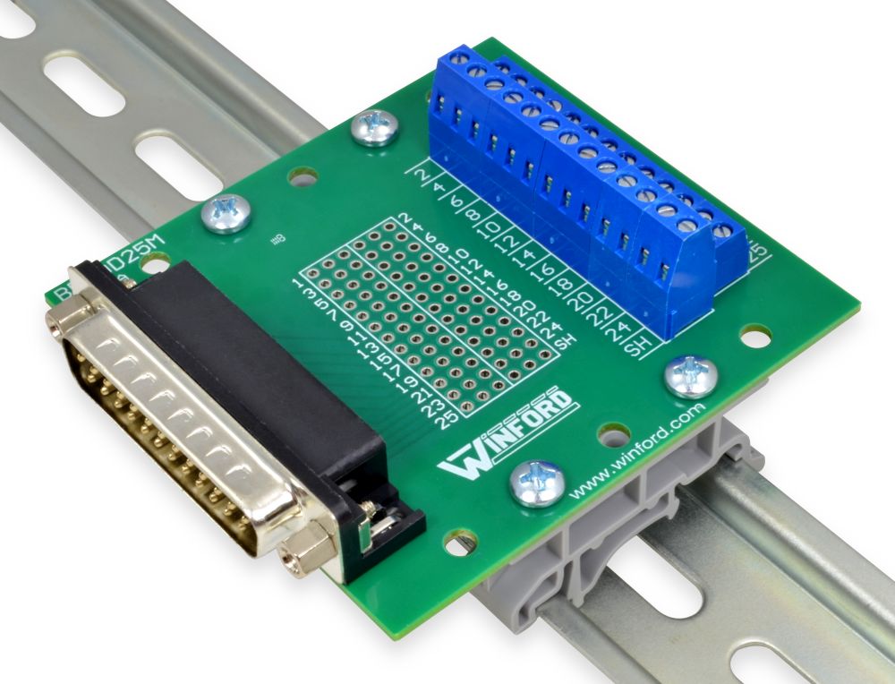 DB25 Compact Breakout Board with Double Deck Terminals - Winford ...