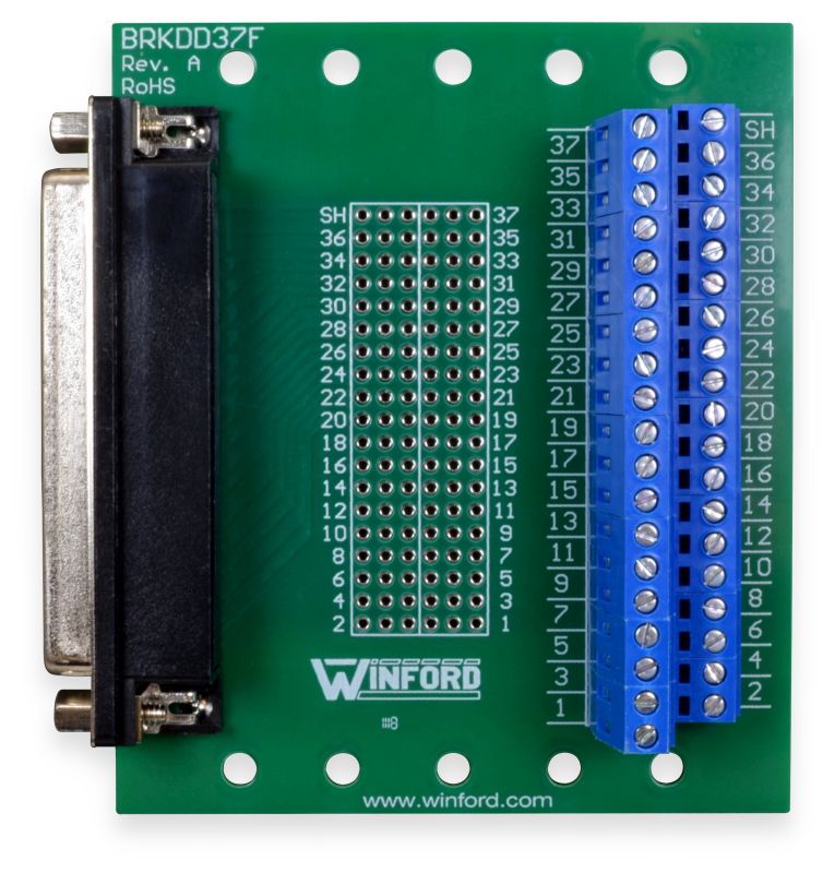 DB37 Compact Breakout Board with Double Deck Terminals - Winford ...