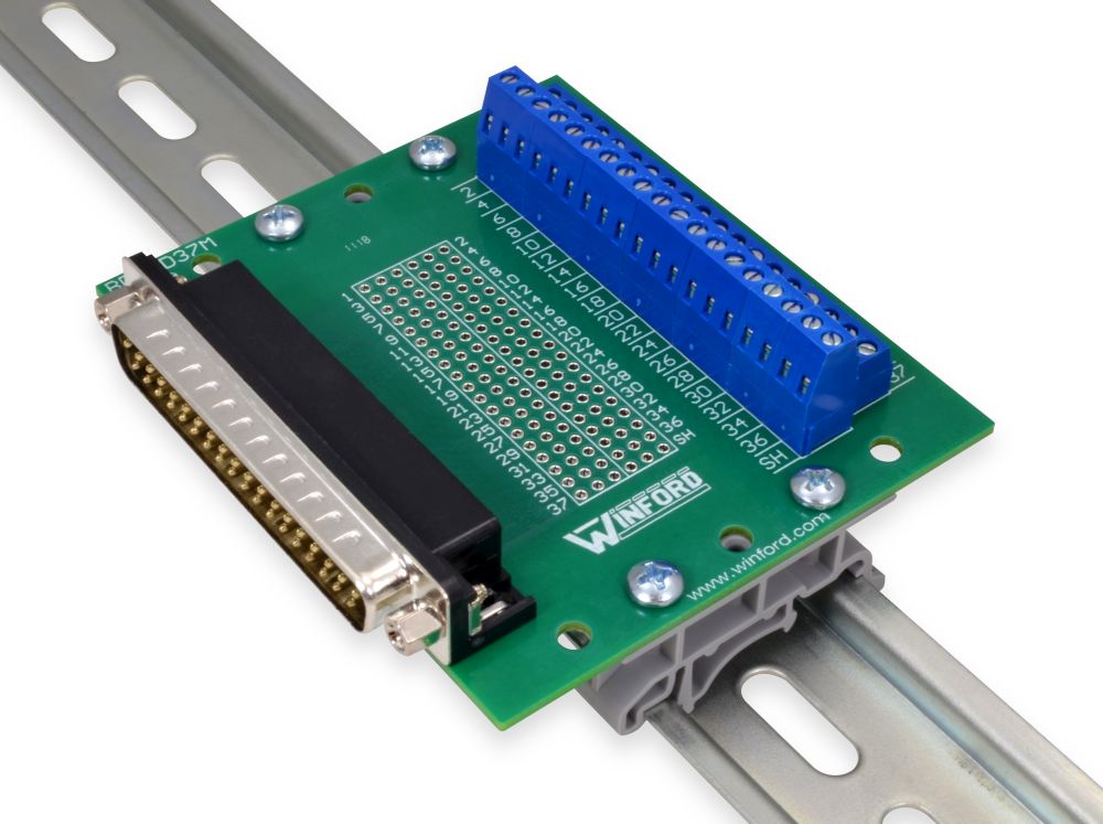 DB37 Compact Breakout Board with Double Deck Terminals - Winford ...