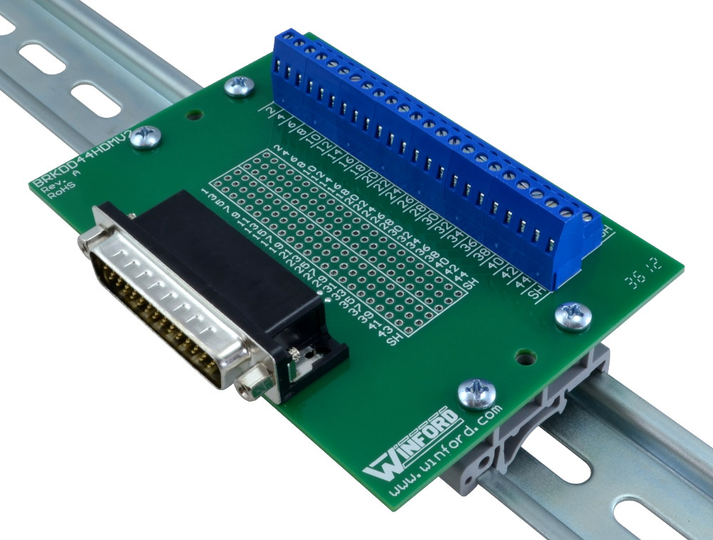 DB44HD Breakout Board with Screw Terminals - Winford Engineering