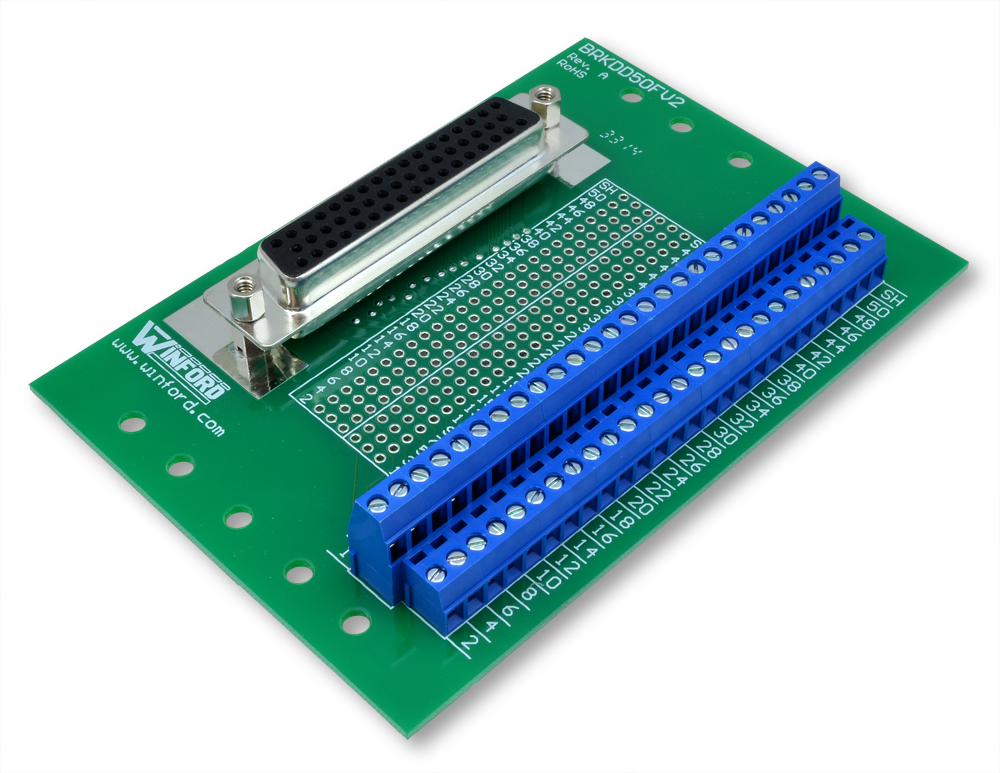 DB50 Breakout Board with Screw Terminals - Winford Engineering