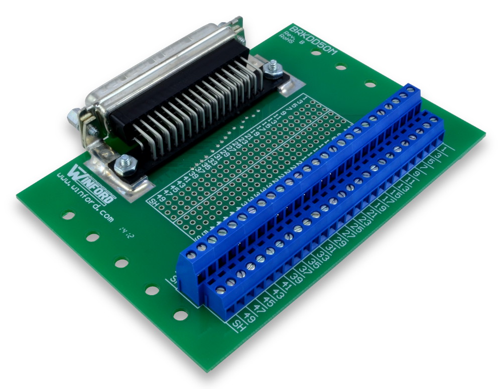 DB50 Breakout Board with Screw Terminals - Winford Engineering