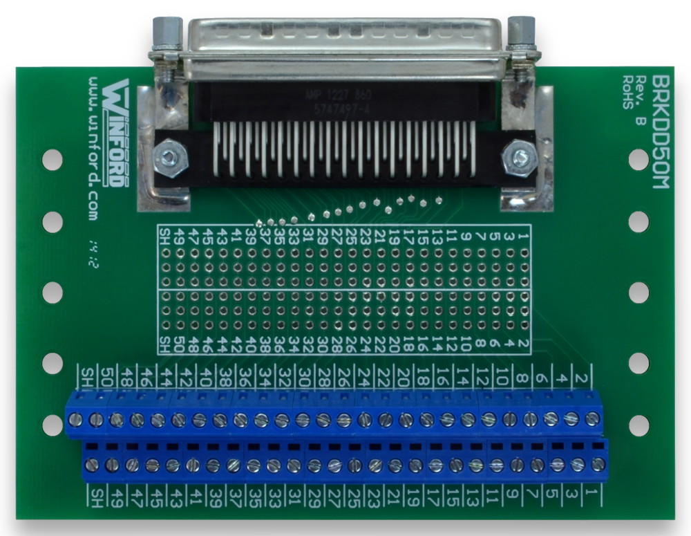 DB50 Breakout Board with Screw Terminals - Winford Engineering