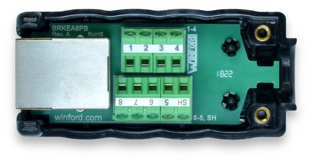 RJ45 8P8C Modular Jack Breakout Board with Case - Winford Engineering