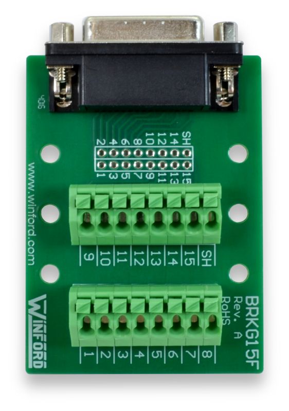 DB15 Breakout Board with Spring Connection Terminals - Winford Engineering