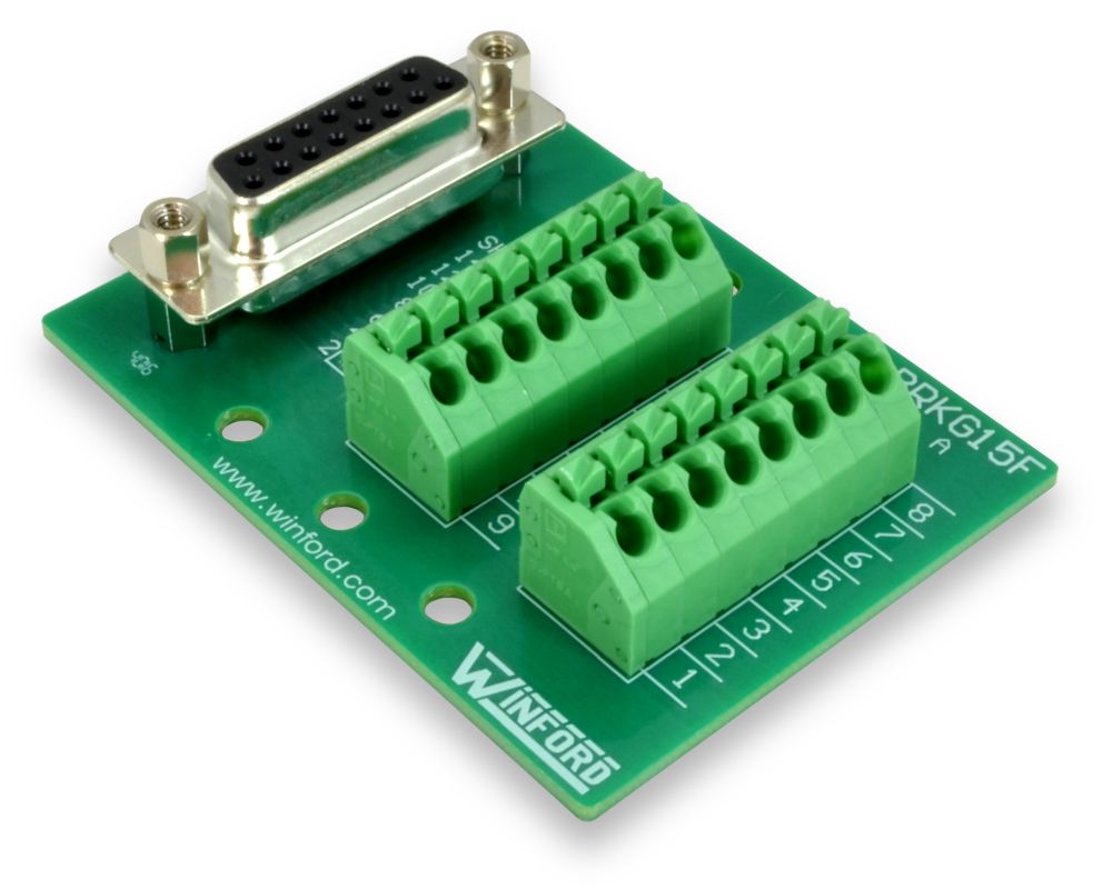 DB15 Breakout Board with Spring Connection Terminals - Winford Engineering
